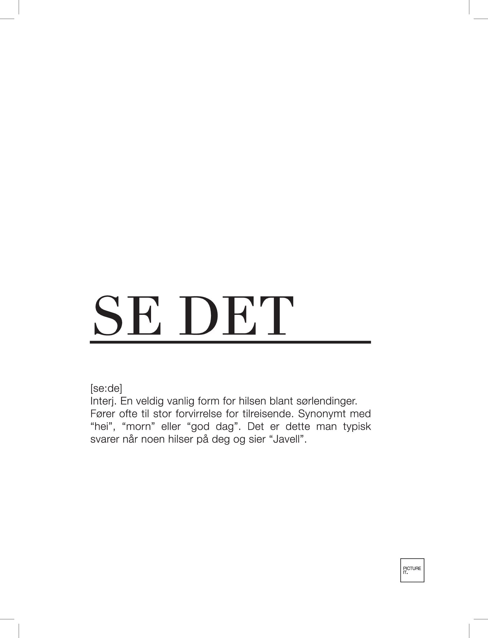 SE DET poster - en del av serien med dialekt posters fra Pictureit.no AS