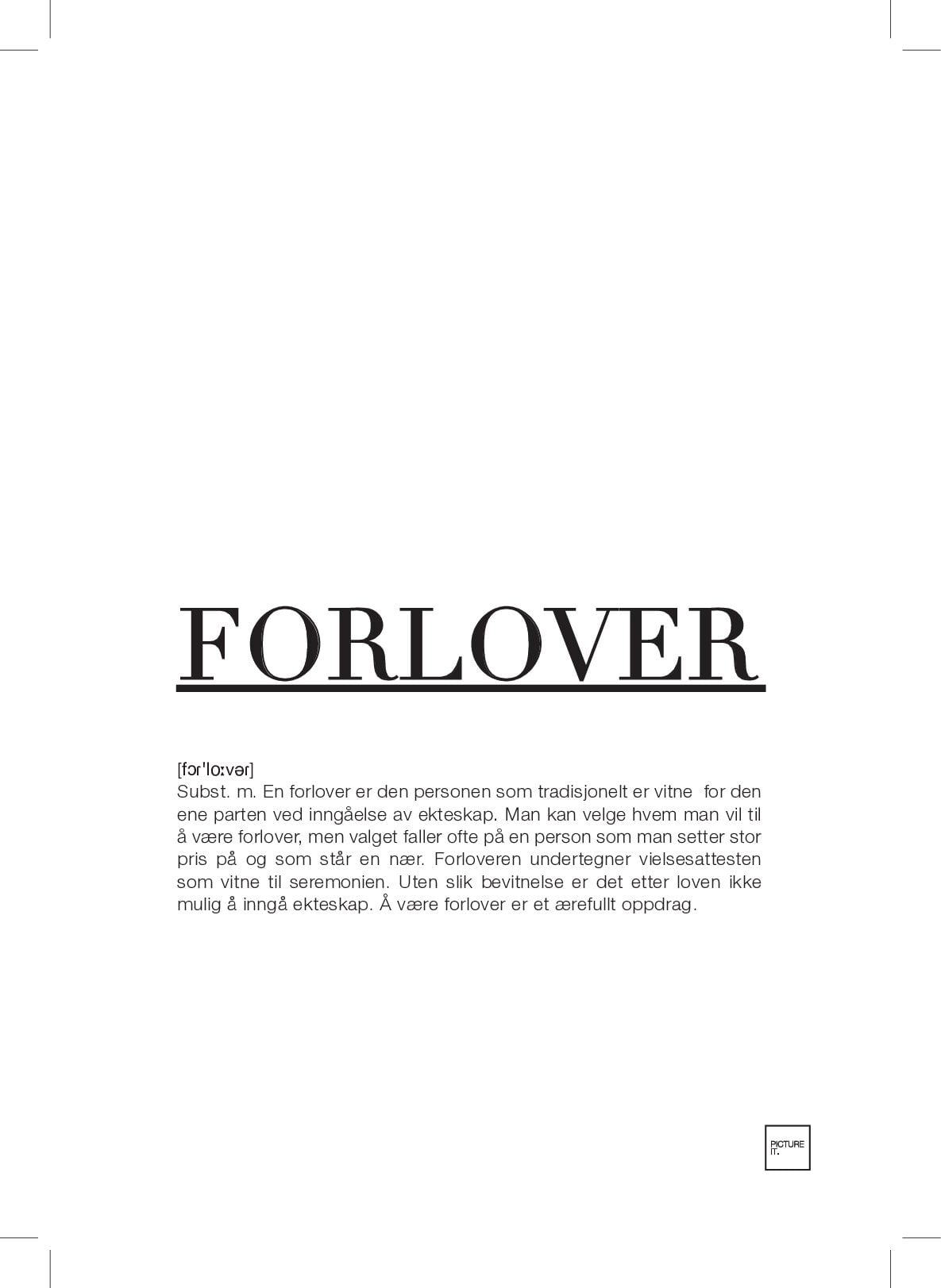 Forlover poster med herlig beksrivelse - fra Pictureit.no
